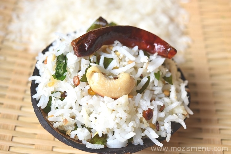 Coconut Rice / Thengai Sadam / Kobbari Annam - Mozis Menu